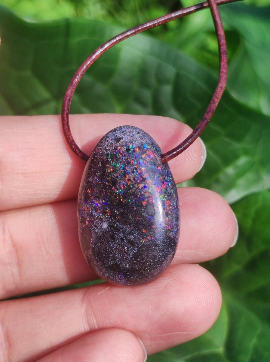 Black Opal - Edelstein Kette bunt funkelnd Rarität Natur Heilstein Ene ...