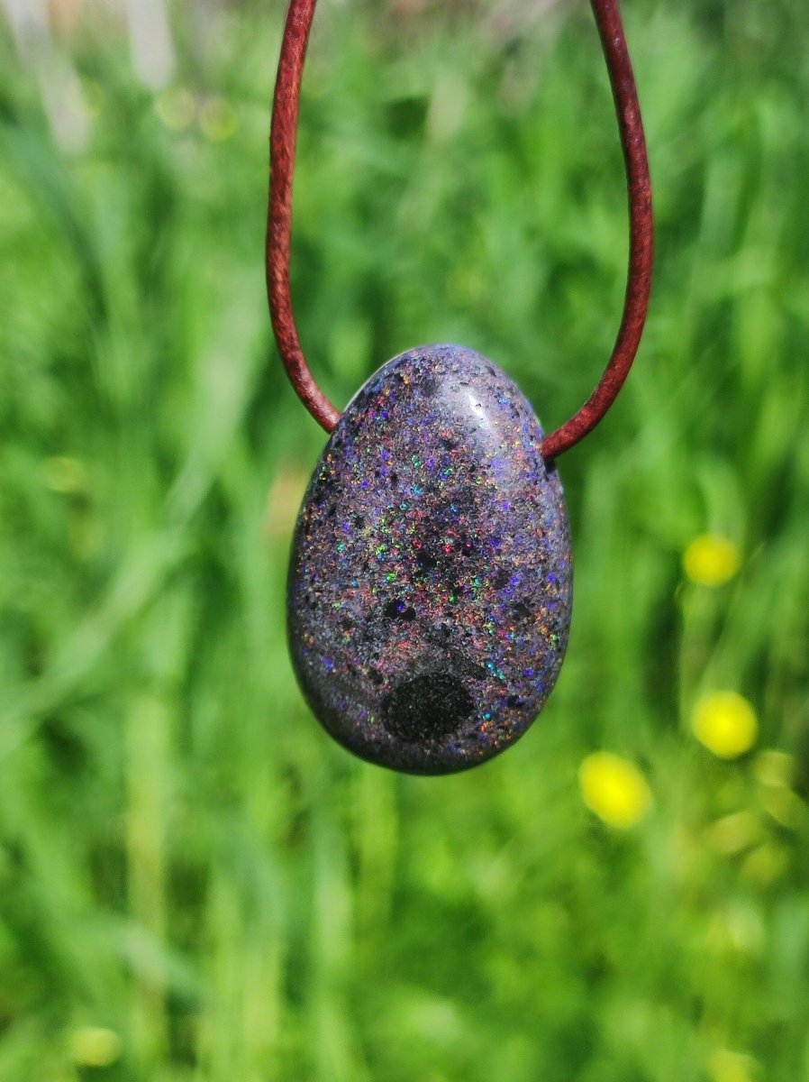 Black Opal - Edelstein Kette bunt funkelnd Rarität Natur Heilstein Ene ...